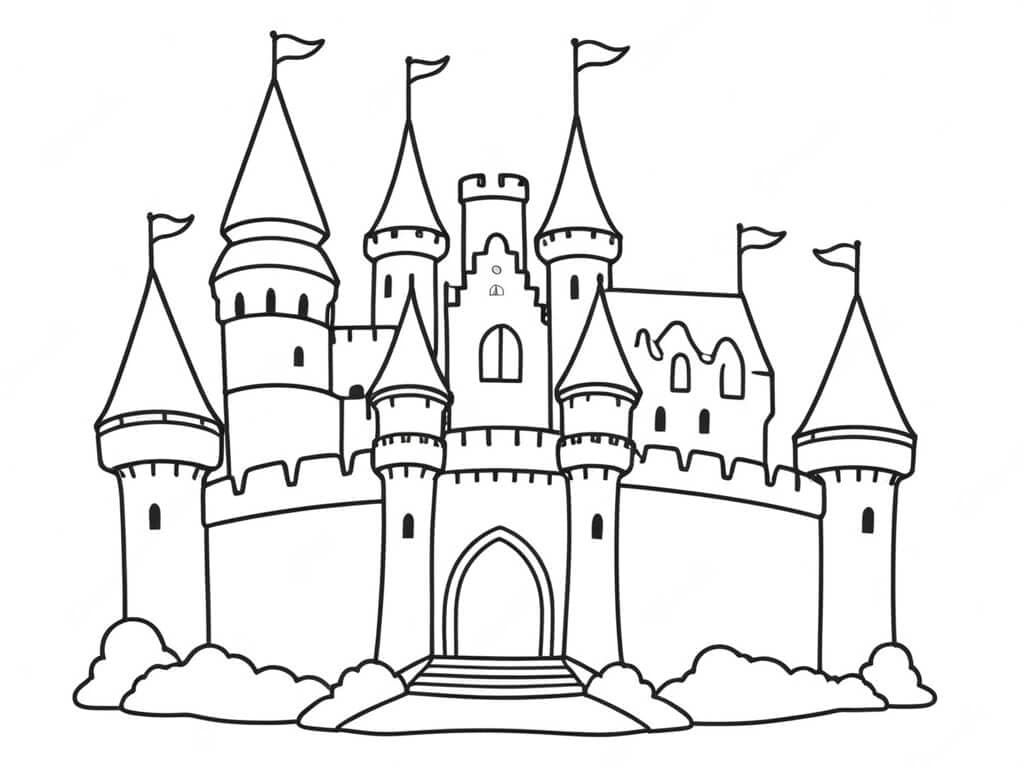 8 Desenhos de Castelo para colorir