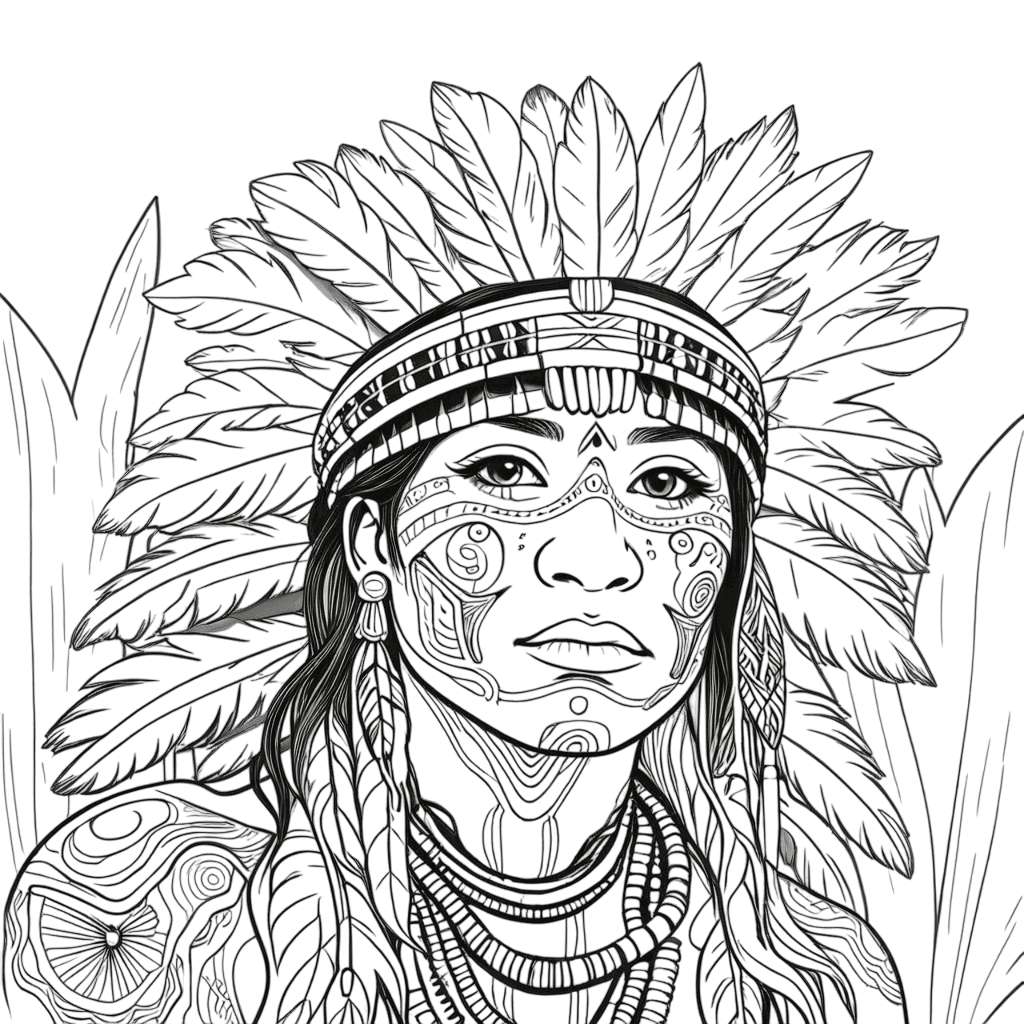 29 Desenhos de Índio para colorir