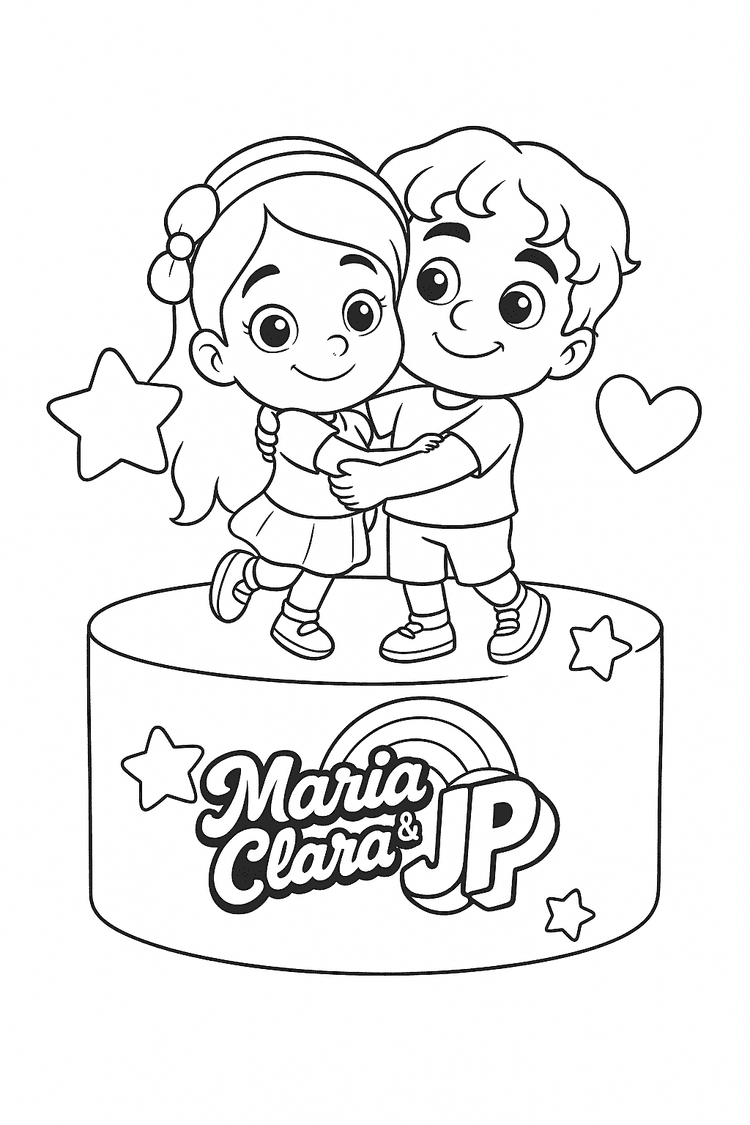 8 Desenhos de Maria Clara e JP para colorir e imprimir