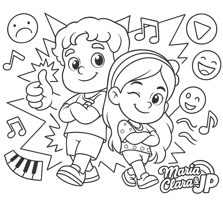 8 Desenhos de Maria Clara e JP para colorir e imprimir