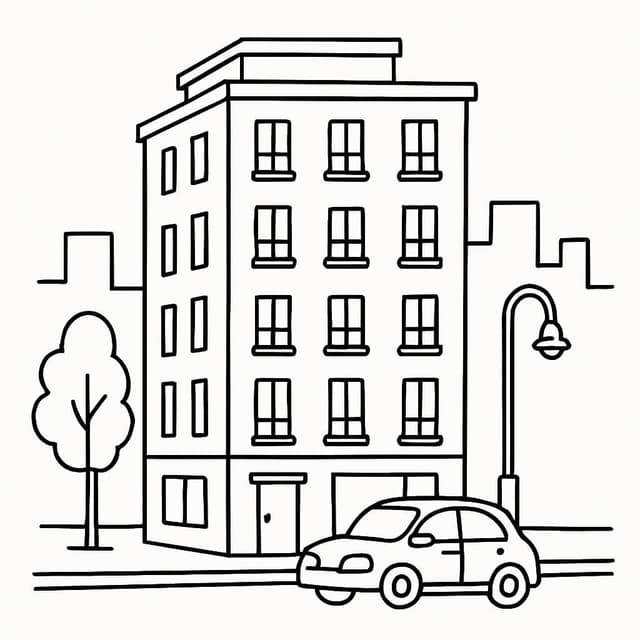 11 Desenhos de Prédios para colorir e imprimir