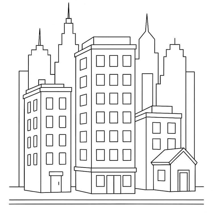 11 Desenhos de Prédios para colorir e imprimir
