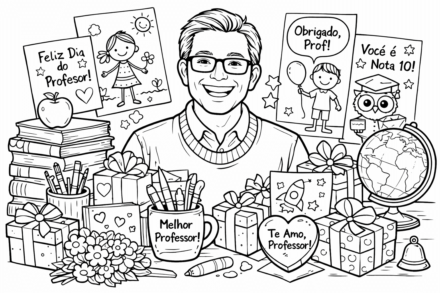 15 Desenhos de Professor para colorir