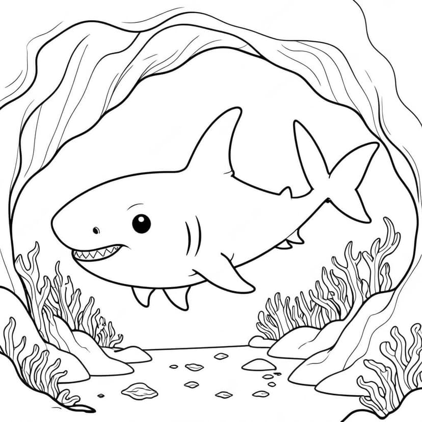 15 Desenhos de Tubarão para colorir